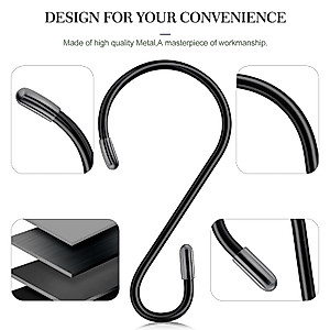 Hotop 36 Pieces 6 Inch S Shaped Stainless Steel Hooks Metal Hanging Hooks Curtain Hooks Pan Pot Holder Rack Hooks for Hanging Pot, Pan, Cups, Plants, Bags, Jeans, Towels (Black)