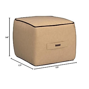 English Home Ottoman Pouffe, Comfortable Cube Foot Stool, Soft Velvet Bean Bag, Home Decor Footstool Extra Seating for Living Room, Bedroom, Casha, 17.7x17.7 inch (45x45 cm), Beige