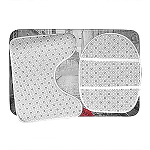 WONDERTIFY Red Umbrella Eiffel Tower Bathroom Antiskid Pad Paris France Rainy Street 3 Pieces Bathroom Rugs Set, Bath Mat+Contour+Toilet Lid Cover Black White