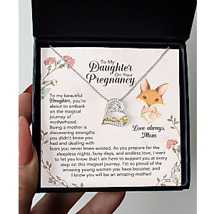 Daughter Pregnancy Gift - Sterling Silver Love Heart, Gift For Pregnant Daughter From Mom, First Time Mom Gift for Expecting Mother, Birthday Gifts For Expecting Daughter, Mom To Be Gift Necklace