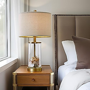 BOBOMOMO 20.2" Bronzer Table Lamp Set of 2 for Living Room Modern Lamp for Living Room Glass Nightstand Lamp with 1 USB Charging Ports, Nautical Lamp(Shell Not Included)