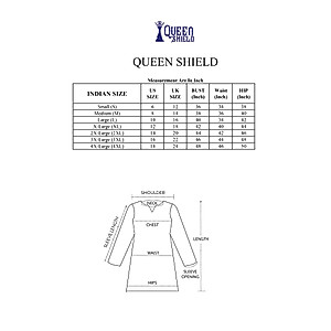 QUEEN SHIELD Women's Chikan-Kari Long Knee Length Kurti(White)(3XL)(46White9999)