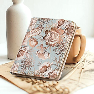 APHISON Womens Wallet, Slim Small Wallet for Women RFID Wallet Women Cartoon Microfiber Leather with ID Credit Card Holder Zipper Coin Pocket Bifold Compact Wallet Bird