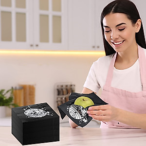 160 Pack Disco Party Cocktail Napkins Stylish Disposable 70s 80s 90s Party Supplies Cocktail Napkins Party Napkins Paper Napkins for Engagement Birthday Graduation Baby Shower Supplies (Black)