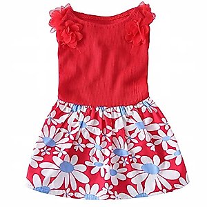 Dog Clothes Girl Medium Dress Cute Pet Print Skirt Breathable Summer Sleeveless Shirt Comfortable Dog Shirt Breathable Dog Designer Cat Clothes