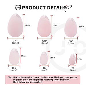 JOYTOYOU 8Pcs 00g Teardrop Ear Gauge Plugs Tunnels Saddle Expander Piercing Jewelry