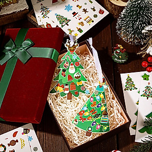 48 Pieces Christmas Tree Craft Kit for Kids Christmas Arts and Crafts Make Your Own Christmas Craft Project for Kid DIY Christmas Tree Ornament Kit Self Adhesive Sticker Sheet for Xmas Tree Decoration