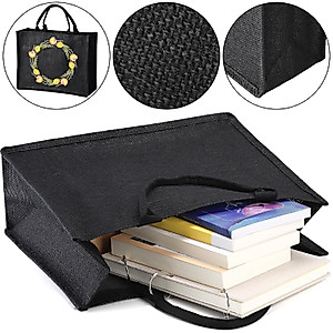 DEAYOU 6 Pack Jute Tote Bag, Burlap Gift Tote with Handle, Grocery Shopping Bag for DIY, Wedding,15.4''x12.2''x5.9''