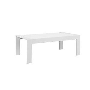 Wisteria Lane Aluminum Outdoor Furniture Patio Coffee Table, All-Weather Outdoor Metal Coffee Table, Modern Rectangle Coffee Table for Balcony, Garden, White