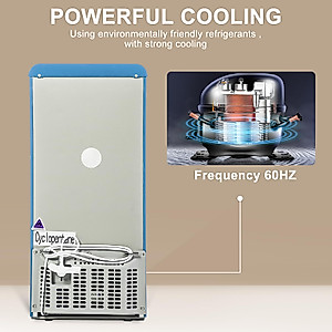 Fridge with Freezer Mini Retro Blue 3.5 Cu.ft Compact Refrigerator Small for Bedroom, Office, Dorm, RV, Apartment with Adjustable Mechanical Thermostat 2-Door Design