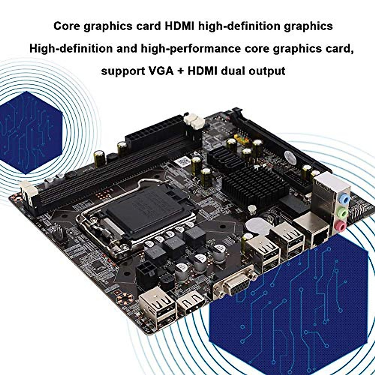 Desktop Motherboard for Intel H81, CPU for Intel LAG 1150 2DDR3 1600/1333/1066Mhz Memory 1PCI E×16 Motherboard with SATA 2.0 USB 2.0 Support VGA& Dual Output