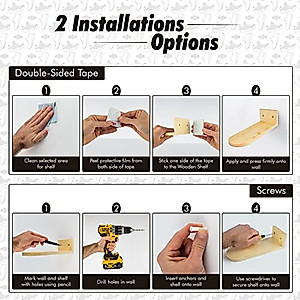 Wall Shoe Shelf - Pine Wood Shoe Display Shelf- Traditional Creations Set of 6 Wall Mount, and Adhesive Tape Installation, Floating Shoe Display Stand for Sneakersshelf