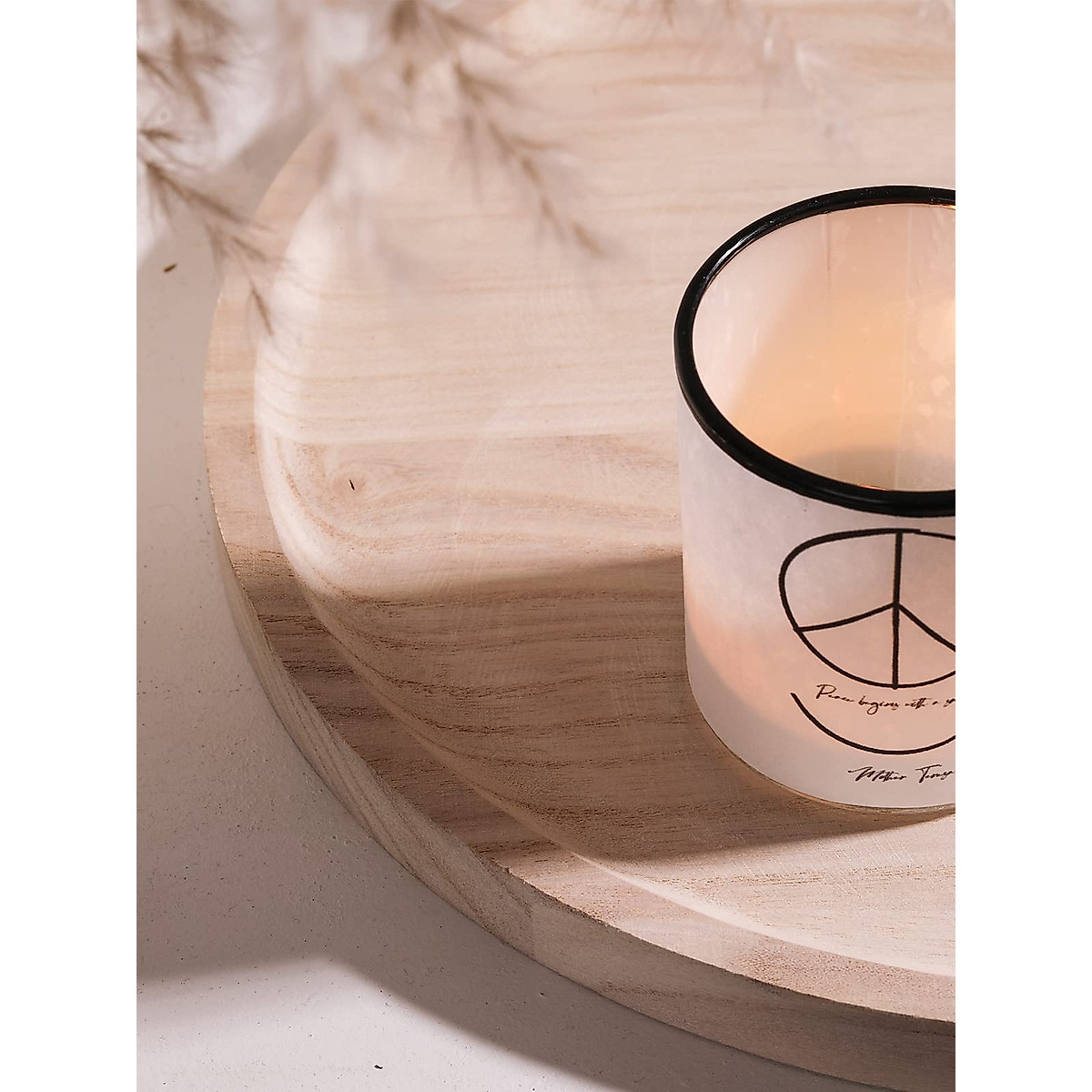 RM ROOMERS 11in Round Wood Tray, Round Coffee Table Tray for Home Decor, Decorative Trays for Coffee Tables, Natural Wood Tray for Kitchen Counter Bathroom Farmhouse