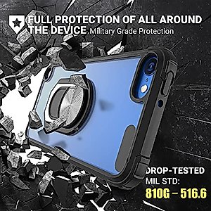 ULAK Compatible with iPod Touch 7th Generation Case with Screen Protector, Clear Back Cover with Build in Kickstand, Heavy Duty Hard Shell Case for Apple iPod Touch 7th/6th/5th Gen, Black