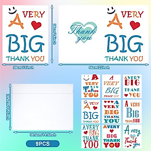 Jetec 9 Sets Big Thank You Cards with Envelope 14 x 22 Inch Large Giant Appreciation Card Oversize Greeting Card Jumbo Message Cards for Thanksgiving Christmas Teacher Nurse Week Wedding Gift