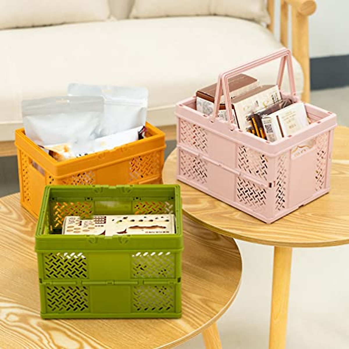 Yardwe Multi-Functional Storage Basket Home Use Sundries Clothes Storage Box Portable Plastic Basket (Orange)