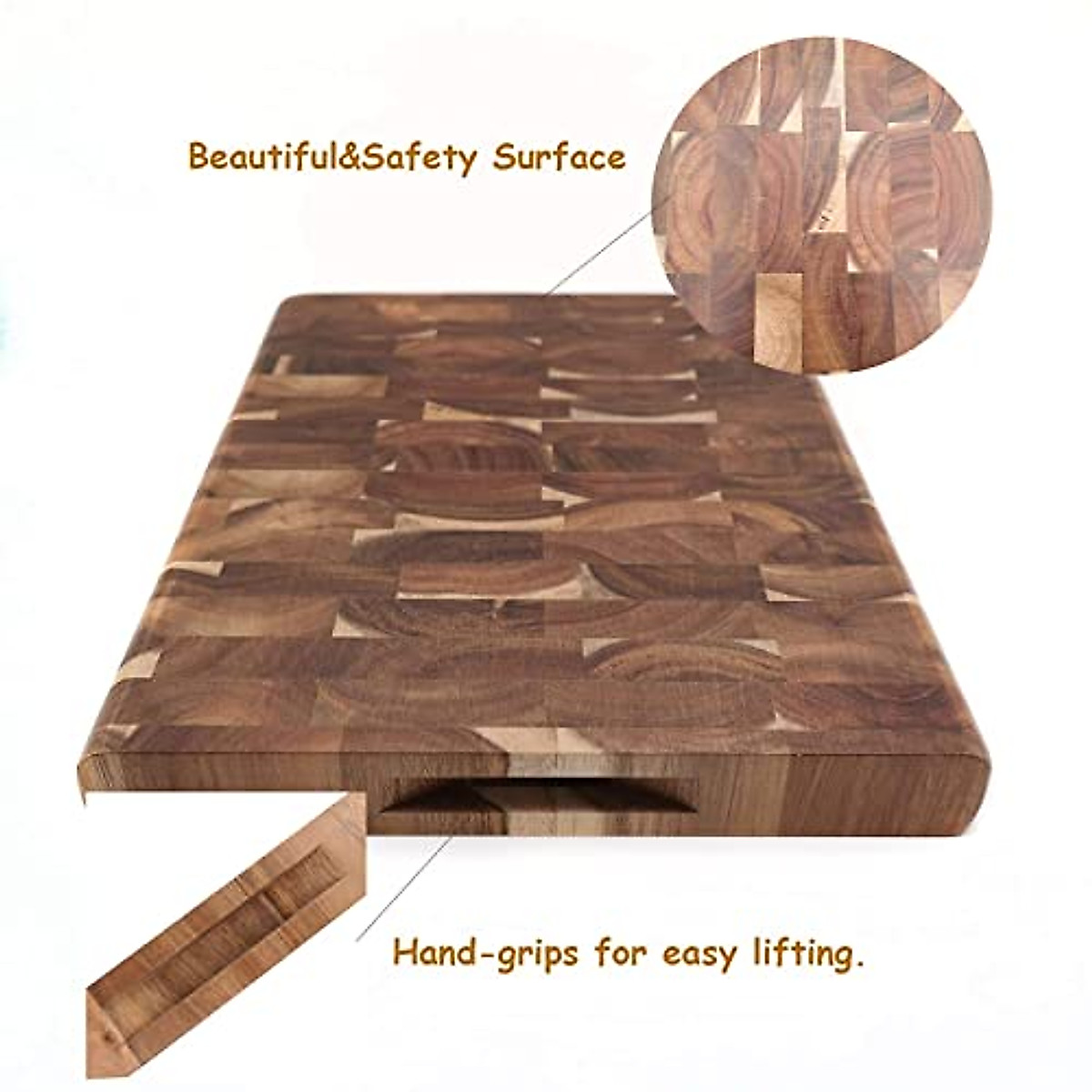 Kitory Heavy Duty Cutting Boards - Large Size Acacia Wood Board Corrosion Resistance High Toughness - Ultra Thick Kitchen Cutting Board - Ideal for Chopping Bones, Cutting Meat, Vegetables, Fruits