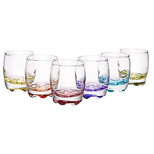 Red Co. Set of 6 Mini 2.75 Fl Oz Vibrant Splash Clear Shot Glasses, Assorted Colors