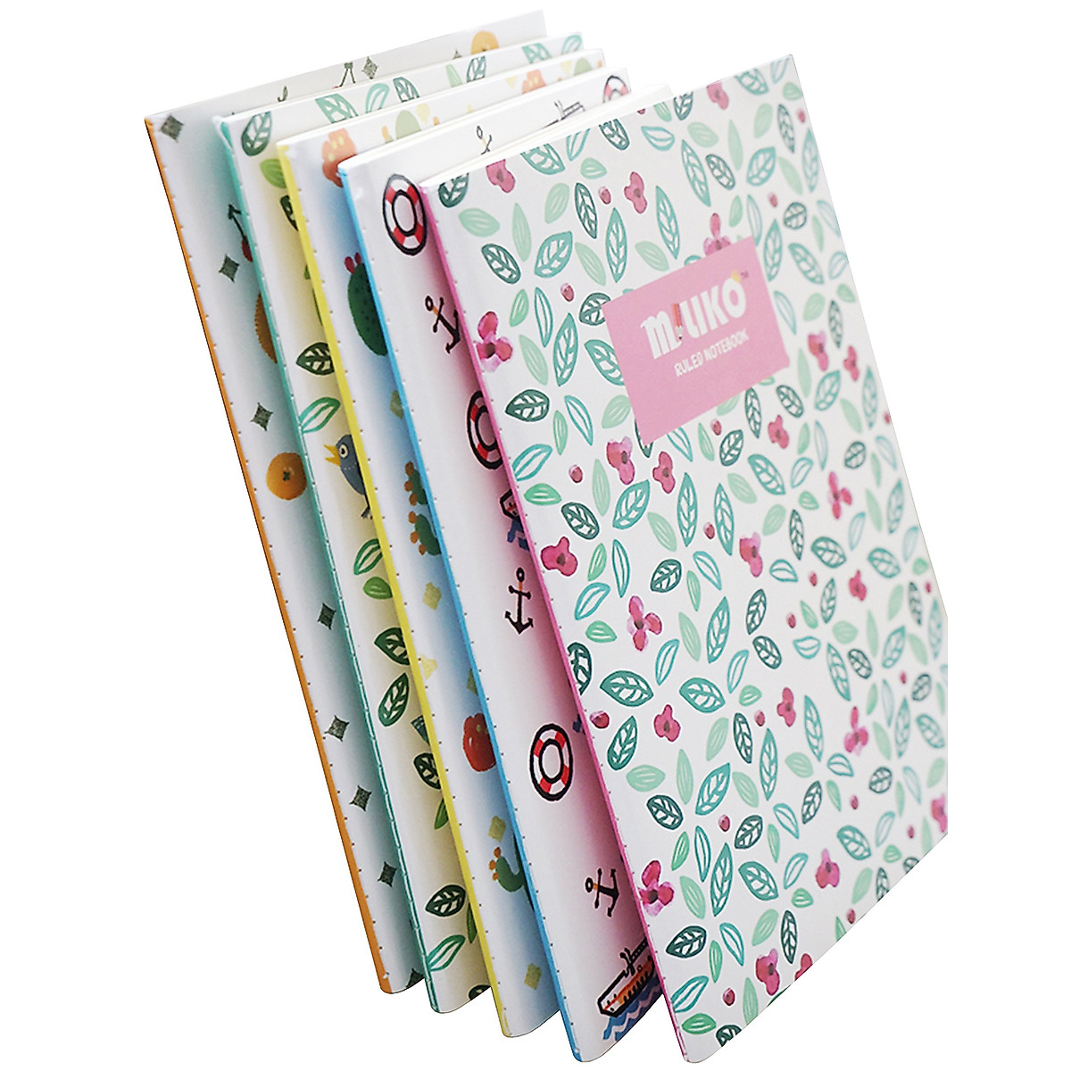 MILIKO A5 Color Series Softcover Notebook/Journal/Diary Set, 5 Unique Design 8mm Ruled Notebooks per pack-50 Sheets/100 Pages