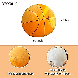 YRXRUS Orange Basketball Pillows Decorative Round Pillow 3D Ball Shaped Throw Pillows,Ultra Soft Velvet Cute Pillows for Kids Bedroom Room,Toys Gift 9.5x9.5 Inch