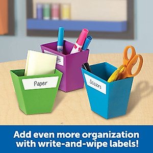 Learning Resources Create-a-Space Magnetic Storage Boxes - 4 Pack with Write & Wipe Labels Homeschool Accessories and Organizers, Craft and Crayons Organizer, Classroom Organizer,Back to School Supplies