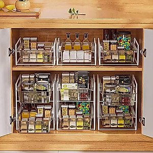 Atkits Clear Under Sink Organizers and Storage Under Sink Kitchen Organizer Pull Out 2-Tier Under Sink Cabinet Organizer with Sliding Storage Drawer,White,3 Tier