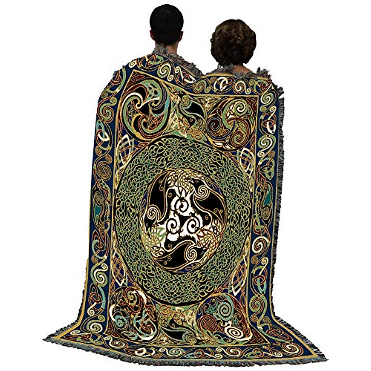 Morrigan Ravens Panel Blanket by Jen Delyth - Celtic Gift Tapestry Throw Woven from Cotton - Made in The USA (72x54)