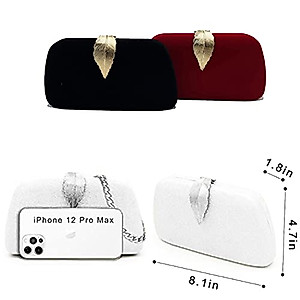 Yoofashion Evening Bag for Women Small Cultch Handbag Wedding Party Crossbody Shoulder Bag, Red-velvet