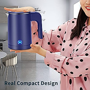 0.6L Small Portable Electric Kettle, Mini Stainless Steel Travel Kettle, Portable Mini Hot Water Boiler Heater, Quiet Fast Boil & Cool Touch with Boil-Dry Protection