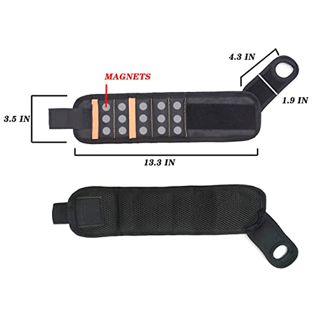 Gift for Men Women Magnetic Wristband, Magnetic Wrist Band Perfectly Fixed Tool Belt Outdoor, 15 Strong Magnets Wristband for Holding Screws, Nails and Drilling Bits, Gift Ideas