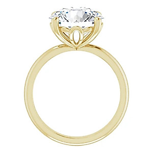 10K Solid Yellow Gold Handmade Engagement Rings, 5 CT Round Cut Moissanite Diamond Solitaire Wedding/Bridal Rings for Women/Her, Minimalist Anniversary Ring Gifts (12)