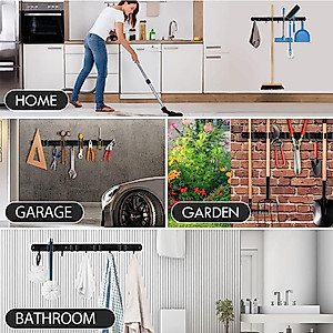 Didoee 3 Pcs Mop and Broom Holder Wall Mount Stainless Steel Wall Mount Self Adhesive Heavy Duty Garage, Broom and Laundry Room Organizer and Storage