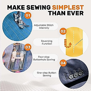 HTVRONT Mini Sewing Machine for Beginners - 38 Built-in Stitches Sewing Machine for Kids with Dual Speed, Reverse Sewing, Wide Table, Light, Easy to Use