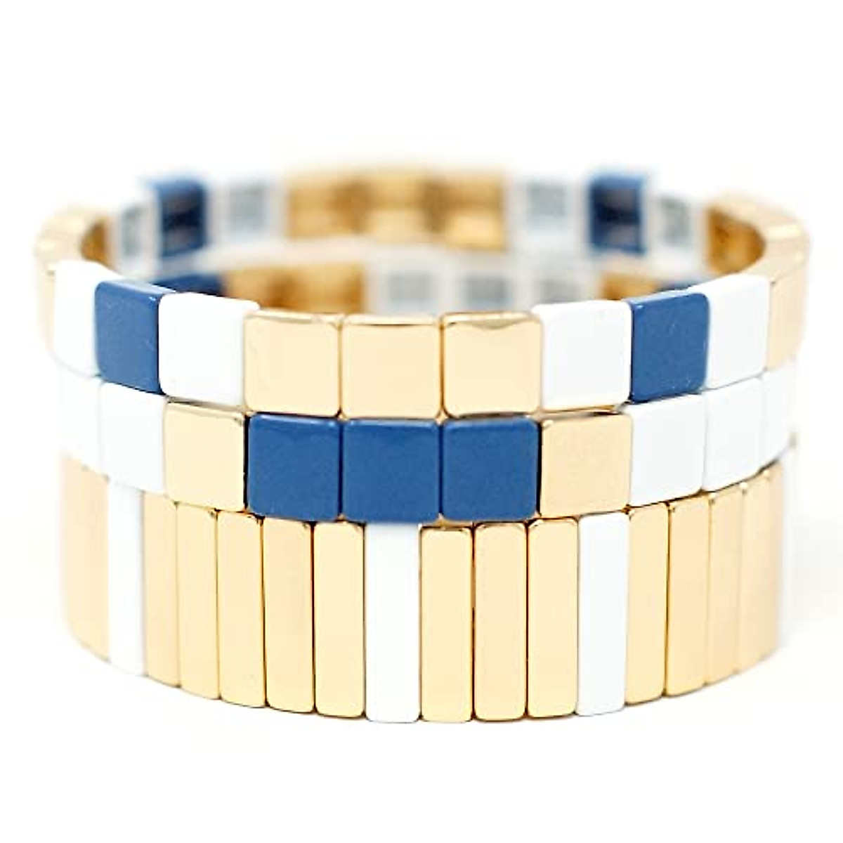 Cedar and Ink Stackable Bracelets, Tile Bracelets for Women, Stackable Enamel Bracelets, Enamel Bangle Bracelet, Gifts for Women - Nautical Mile
