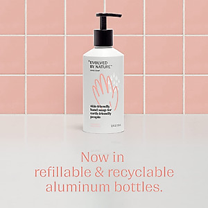 Evolved By Nature Liquid Hand Soap, 12 Oz (Pack of 3), Unscented, Biodegradable Formula, Reusable Aluminum Dispenser