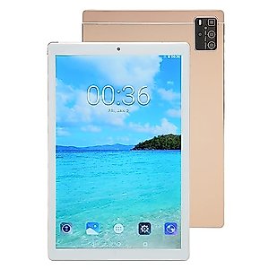 Acogedor 10.1 Inch Android Tablet, Phone Tablets, Front 5MP & Rear 8MP Camera, 6GB RAM, 128GB ROM, Support 5G WiFi, BT, 6000mAh Battery (Gold)