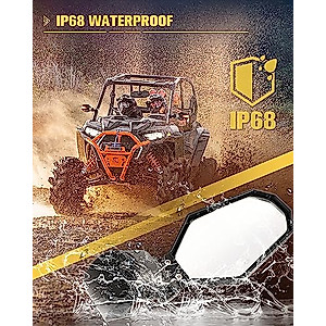 CO LIGHT UTV Side Rear View Mirrors LED Light Aluminium White Green Lights with Amber Turn Signal, Tube Clamp, Fits 1.5-2 Inch Roll Cage Bar, Compatible with Side by Side RZR Pioneer Rhino Wolverine