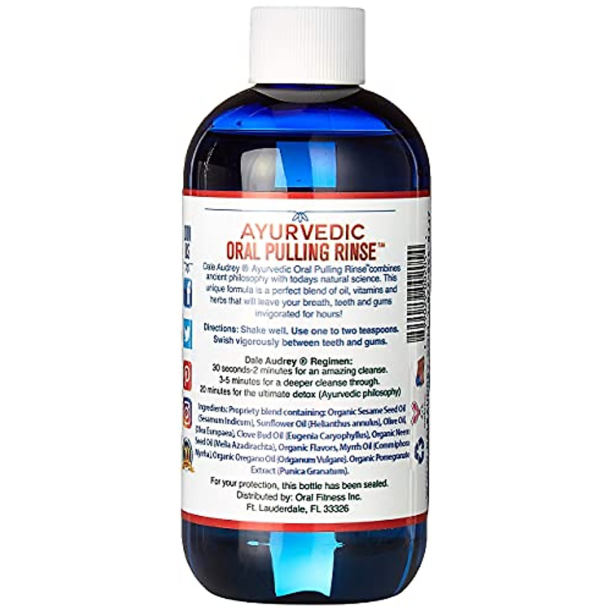 Dale Audrey Natural Oil Pulling for Teeth and Gums | Cinnamon Flavoured Oral Rinse Mouthwash for Bad Breath | Organic Essential Oils to Whitening Teeth & Freshen Breath | (16oz)