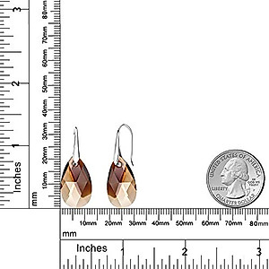 Gem Stone King 925 Sterling Silver Smoky Brown Crystals Teardrop Drop Dangle Hook Earrings For Women