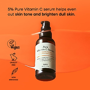 PURITO Pure Vitamin C Serum 60ml / 2.0 fl.oz., Natural Ingredients Serum, Vitamin C, Vegan & Cruelty Free, Hypoallergenic, Calming, Fragrance-free, Korean Skin Care