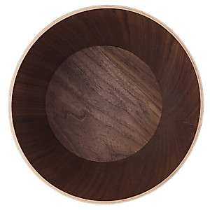 BISOZER Wood Trash Can, Round Stackable Wastebasket, Natural Wood Garbage Recycling Bin for Bathrooms, Powder Rooms, Kitchens, Home Offices (A-Dark Wood)