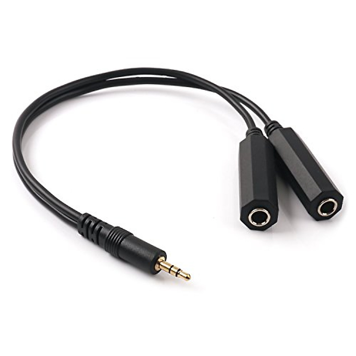 NANYI 3.5mm Male Stereo TRS to Two 6.35mm (1/4 inch) TS Female Stereo Breakout Cable, Y Splitter Adapter Cable 1FT / 0.3M