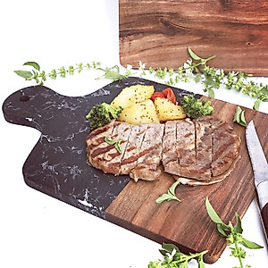 Uniharpa Cutting Board, Acacia Wood Cutting Board Solid Wood Marble Splicing Cutting Board Household Cutting Board for Meat Bread Fruits.