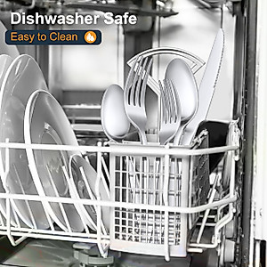 E-far Matte Silverware Set for 4, 20 Pieces Stainless Steel Flatware Eating Utensils Set for Home Kitchen Restaurant, Metal Forks Spoons and Knives with Square Handle, Dishwasher Safe