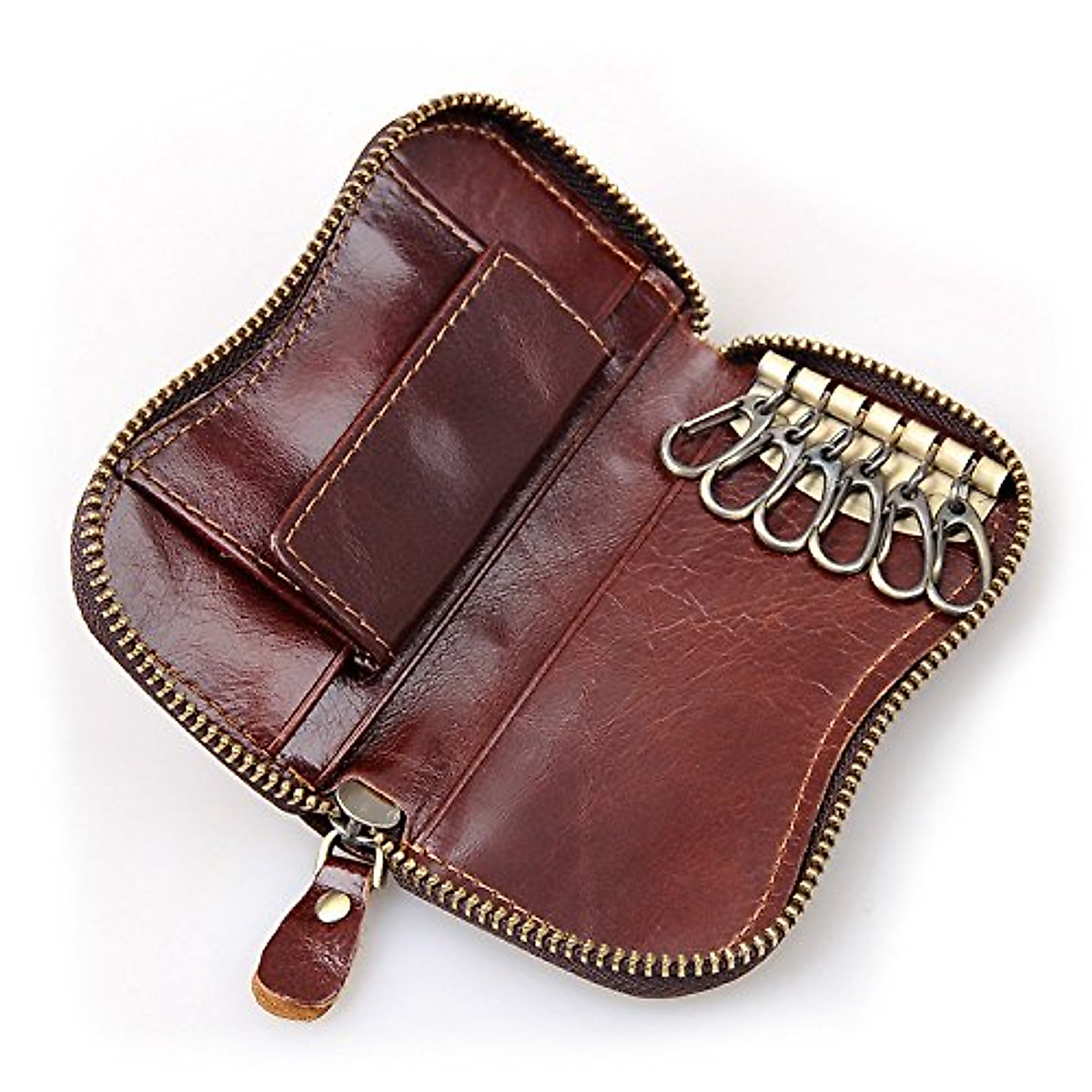 EVERDOSS Women Key Holder Wallet Zipper Around Key Case Pouch