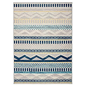 Rugshop Sky Collection Contemporary Bohemian Design Area Rug 7'10" x 10' Blue