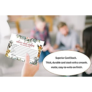 Yuansail Jungle Animals Advice And Wishes Cards For The Mom-To-Be, Baby Advice Cards For New Mom, Baby Shower Party Game,Decorations Party Supply，25 Cards(bb002-JYK 006)