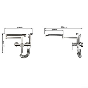 Toilet Bidet Sprayer, Jet Sprayer for Toilet with Hot and Cold Mixer Valve, Wall Mount Rotating Folding Kitchen Faucet, Pull Out Two Hole Bidet Faucet
