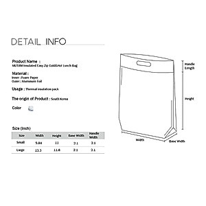 MUTJIM Reusable Insulated Easy Zip Open and Lock Cold & Hot Pouch Lunch Bag Thermal Aluminum Foil Picnic Camping Grocery Waterproof Bags + Icepack (10pcs, Large)