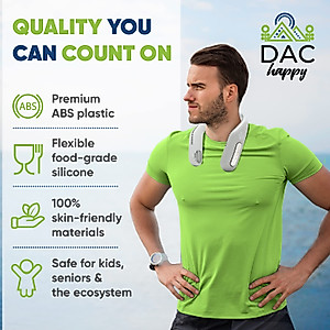 DAC happy Portable Neck Fan - Bladeless Personal Neck Cooling Fan - Wearable - Around The Neck Fan - Cools Fast - Will Not Pull Hair - Rechargeable